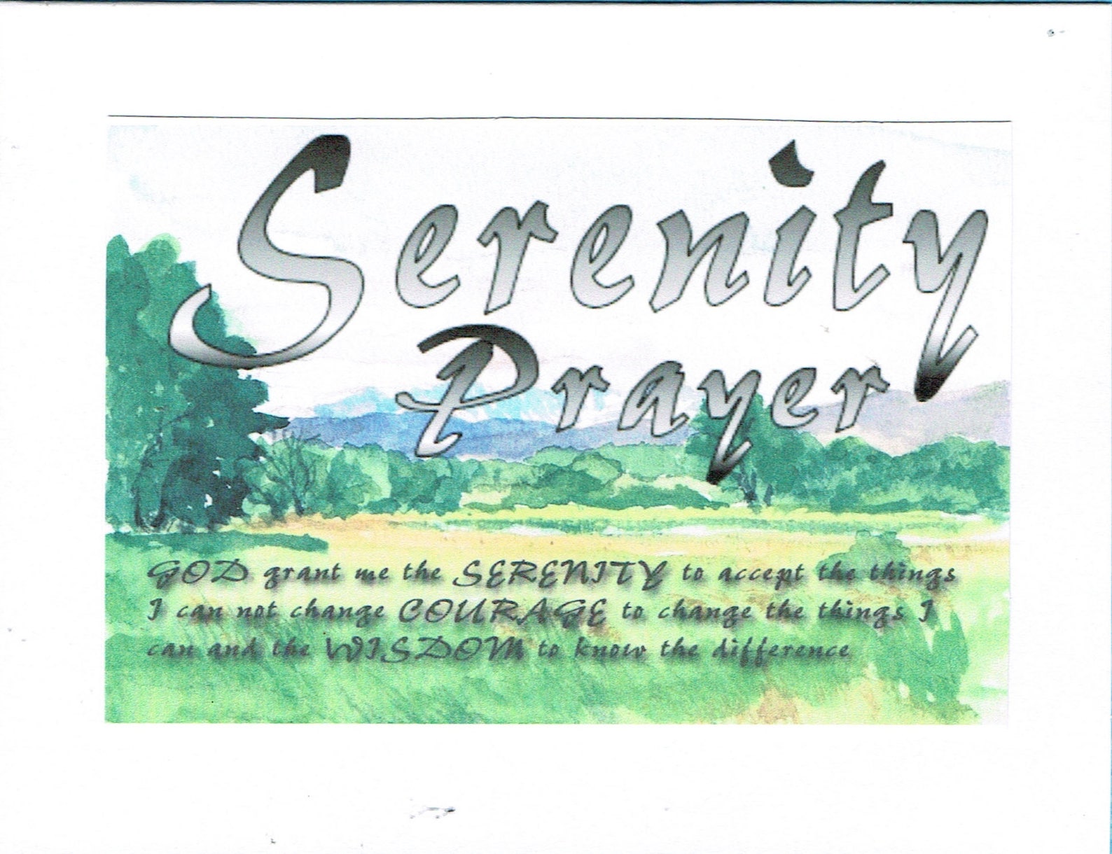The Serenity Prayer on Rocky Mountain Foot Hills Image - Etsy