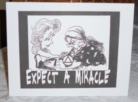 Black Framed EXPECT A MIRACLE White Letter Accented Cartoon of - Etsy