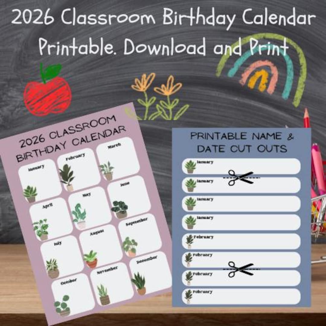 2026 Classroom Birthday Calendar Printable | Teacher Planner Decor ...