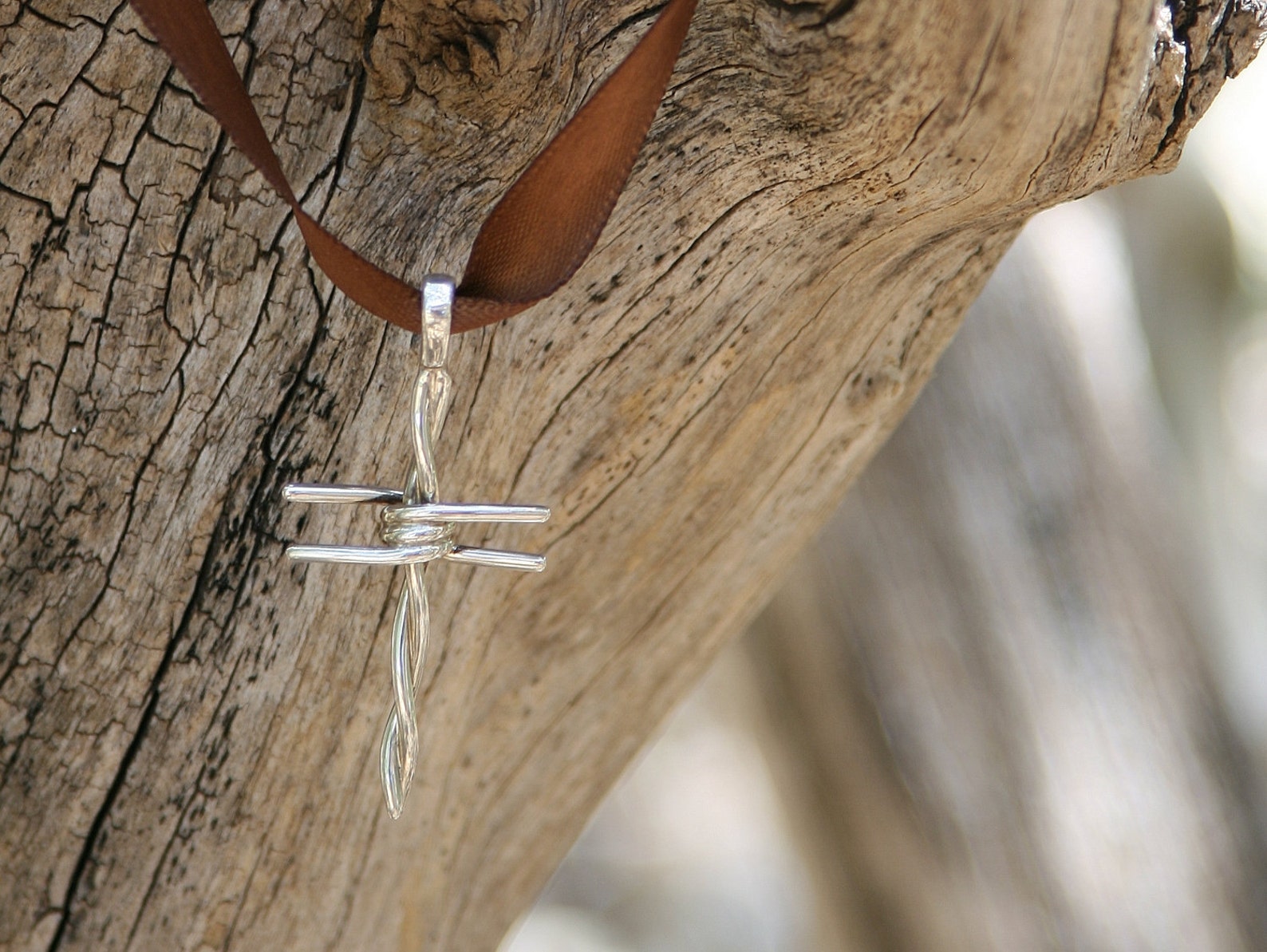 Handmade Sterling Silver Barbed Wire Cross | Etsy