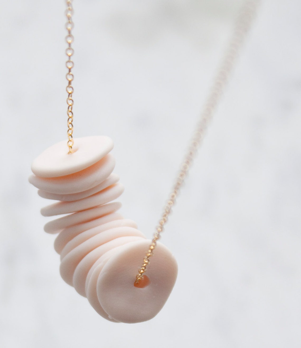 Hand Sculpted Multi Disk Necklace Beautiful Blush Pink - Etsy