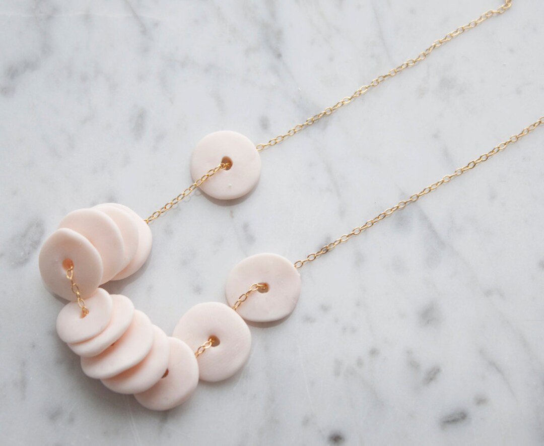 Hand Sculpted Multi Disk Necklace Beautiful Blush Pink - Etsy