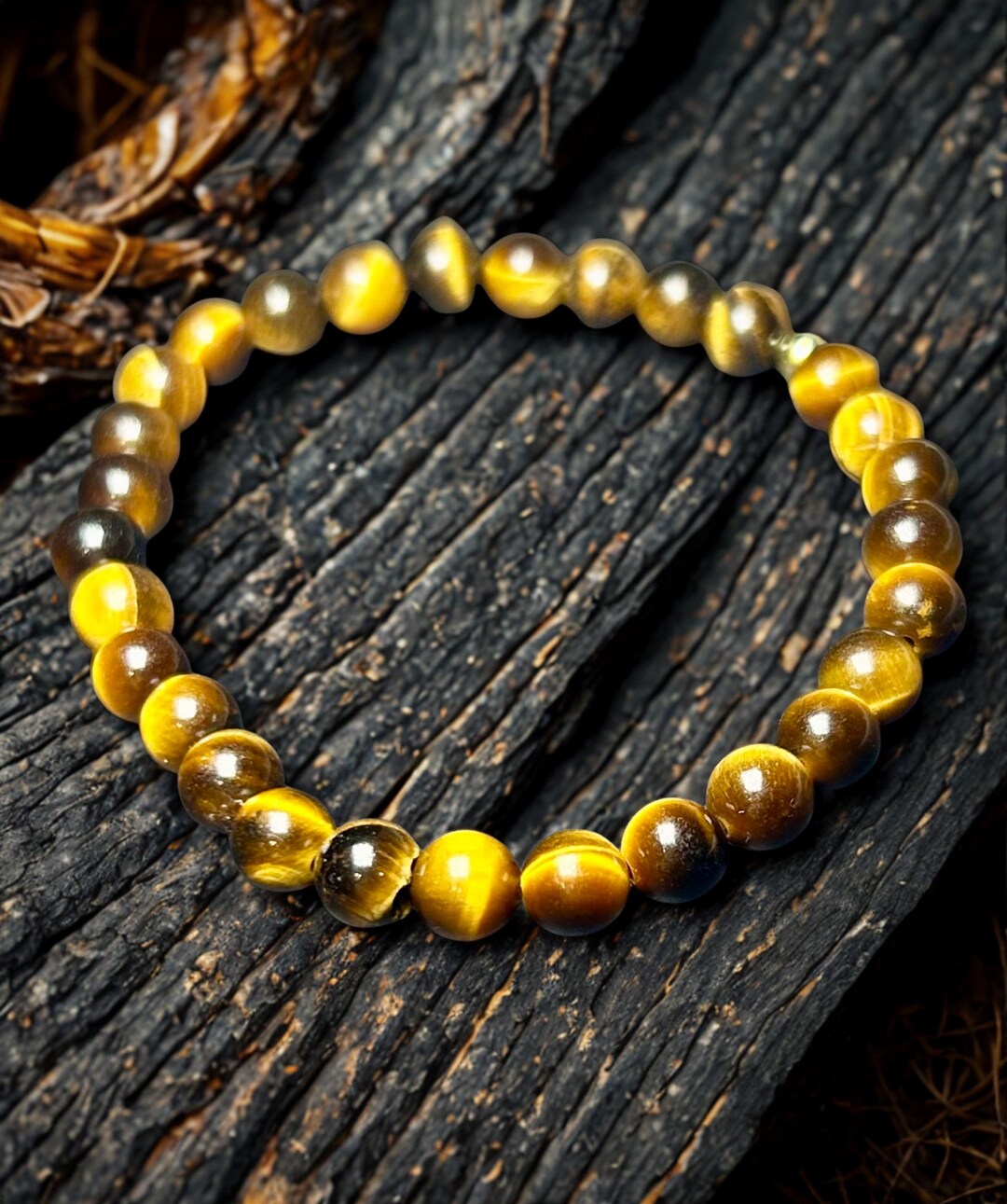 14k Solid Gold Tiger Eye Bracelet | Minimalist Crystal Jewelry - Etsy