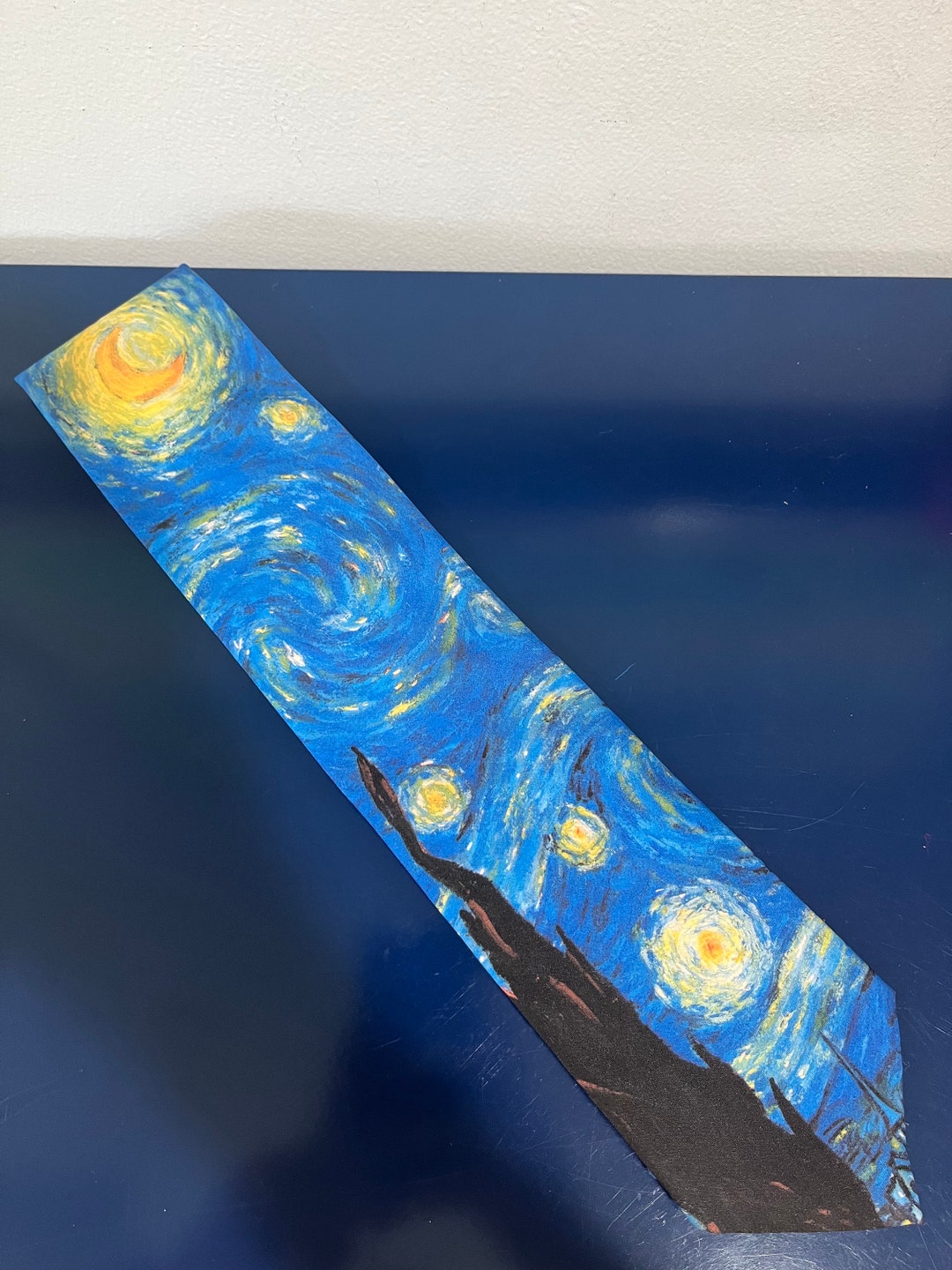 Ralph Marlin RM Style Van Gogh Starry Night Mens Silk Tie 90s Black ...