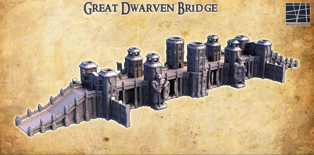 Dwarven Grand Bridge Terrain: 28mm Modular Tabletop Fortress - Etsy