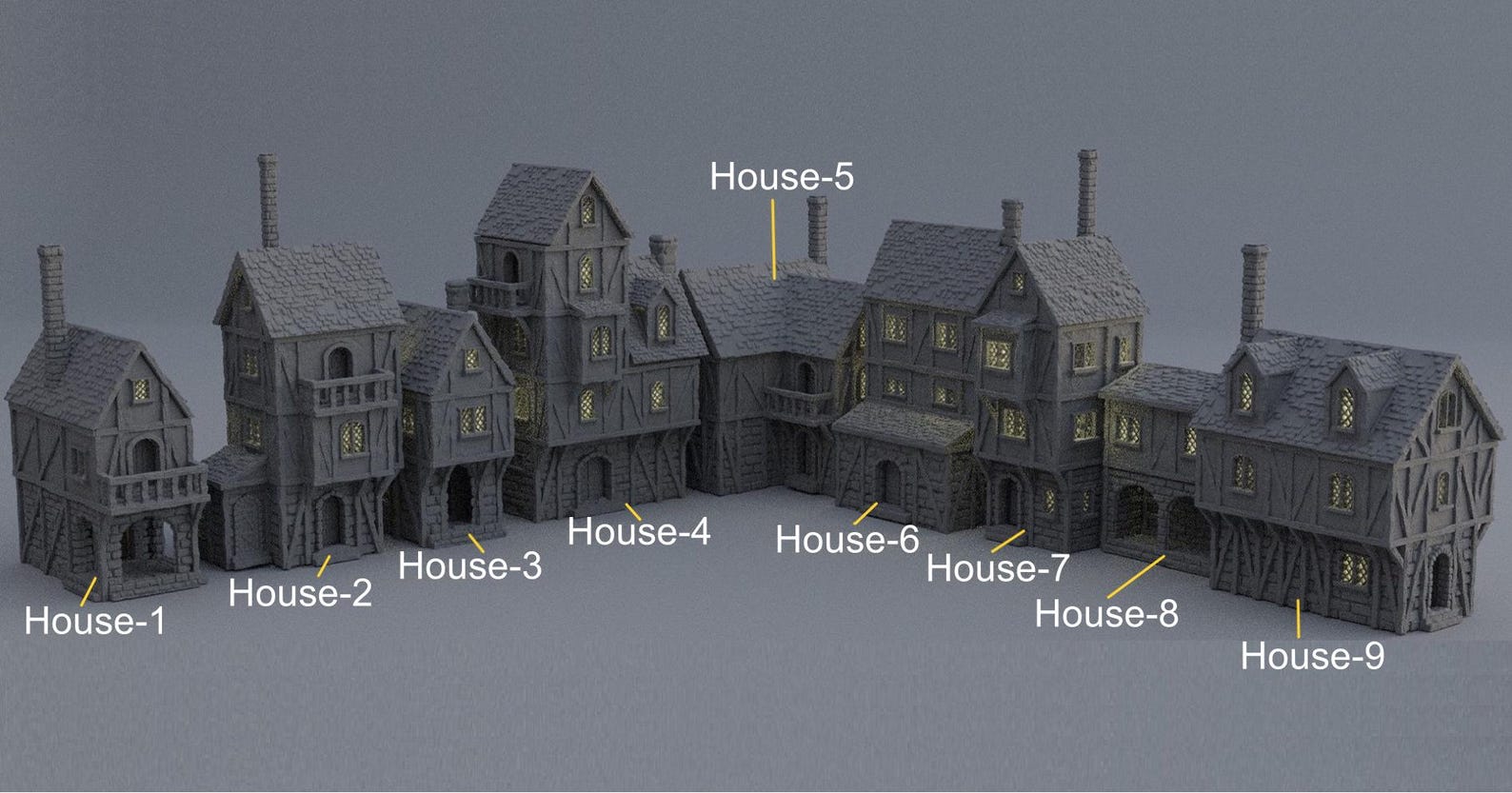 Medieval Town Houses Tabletop Terrain - Etsy