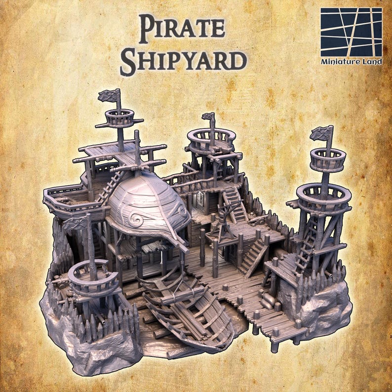 Pirate Shipyard Tabletop Terrain 28mm - Etsy