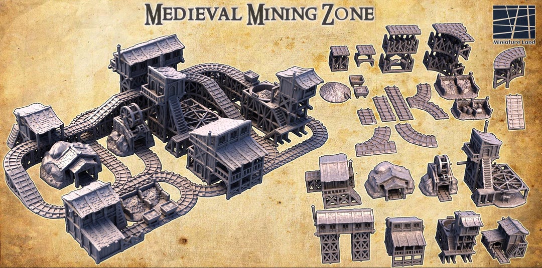 Modular Medieval Mining Zone Tabletop Terrain 28mm - Etsy