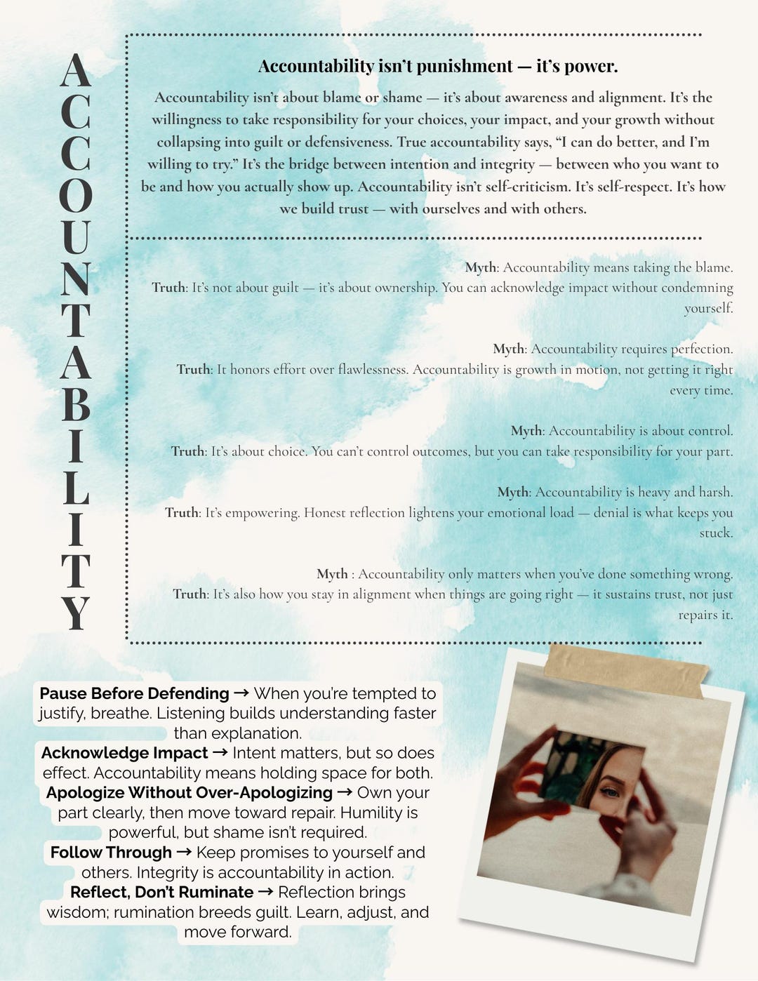 Accountability | Printable Accountability Guide | Self-help | Personal ...