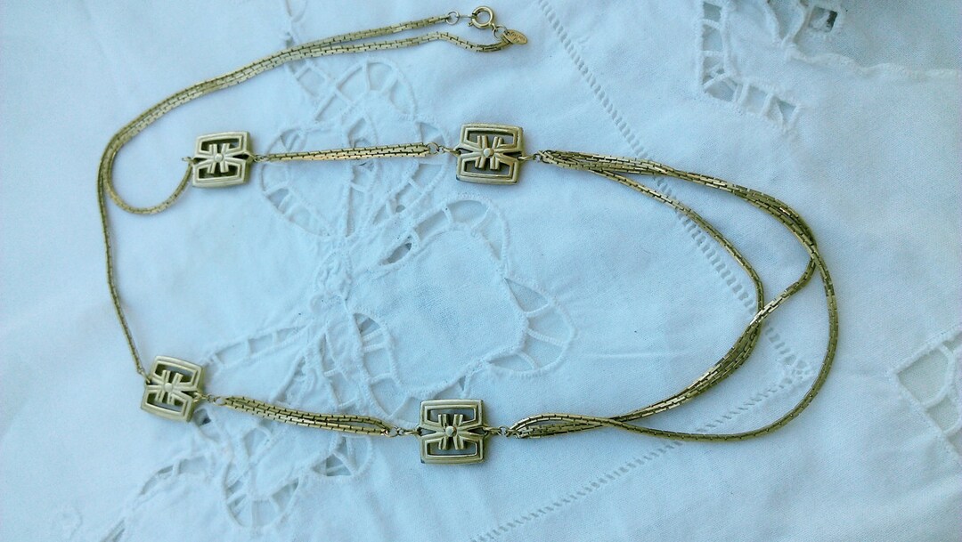 Golden Two Strand Segmented Design Necklace - Citation - Etsy
