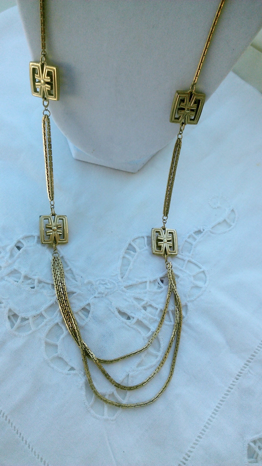 Golden Two Strand Segmented Design Necklace Citation - Etsy