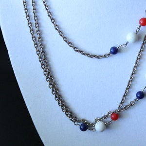 Simple Red, White and Blue Bead Long Chain Necklace - Etsy