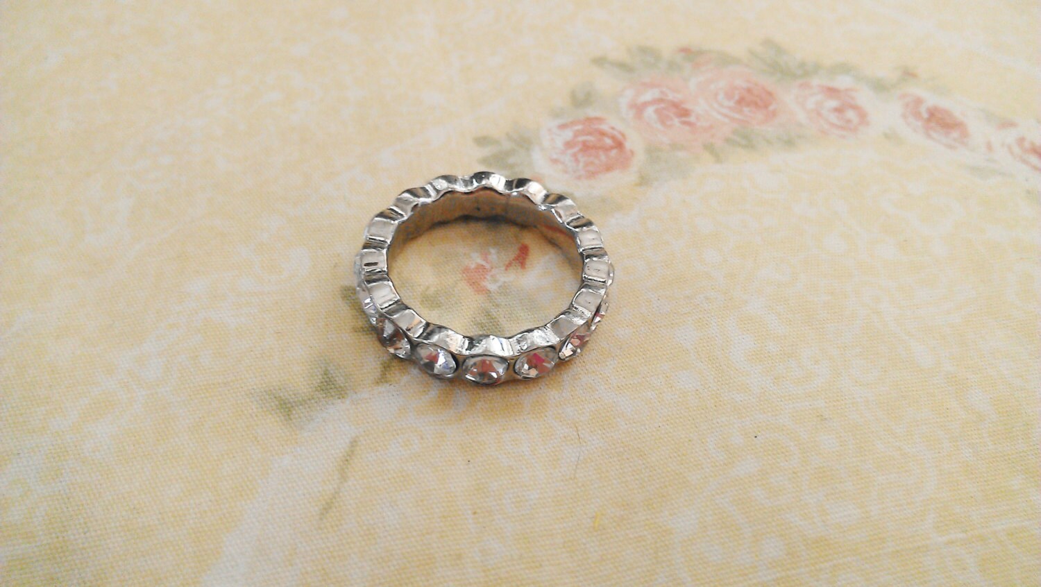 Silver Tone Rhinestone Ring - Size 7 - Etsy