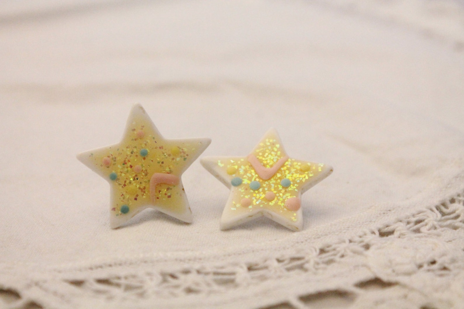 Funkly Splattered Glitter Star Earrings Pierced - Etsy