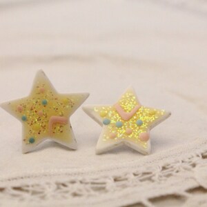 Funkly Splattered Glitter Star Earrings Pierced - Etsy