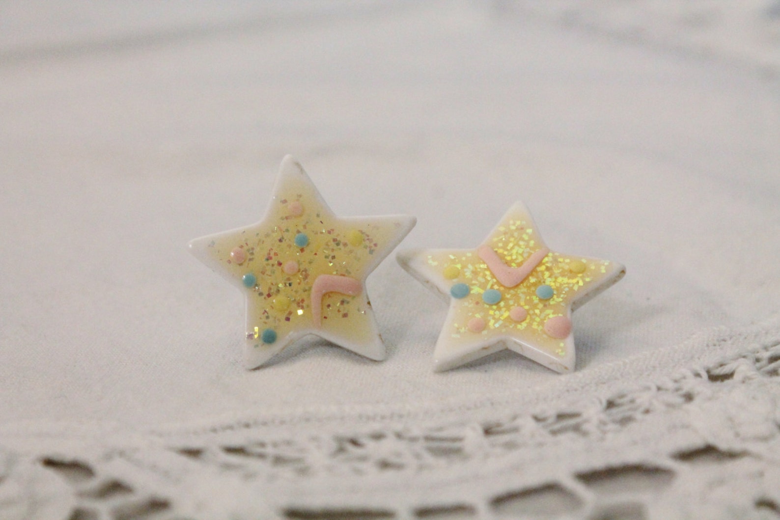 Funkly Splattered Glitter Star Earrings Pierced - Etsy