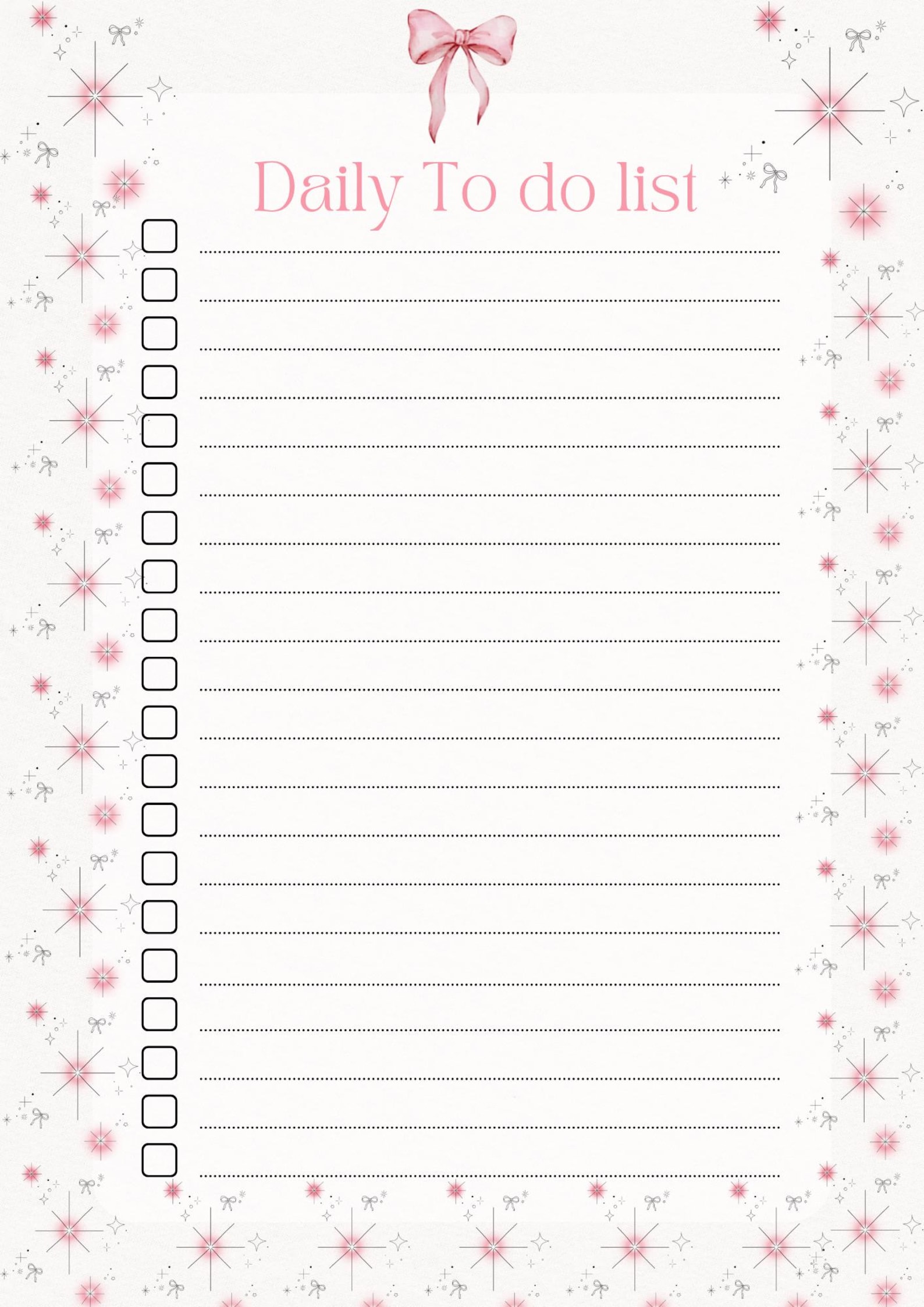 Weekly to Do List Printable | Pink Bow Planner Page | Minimal Task List ...