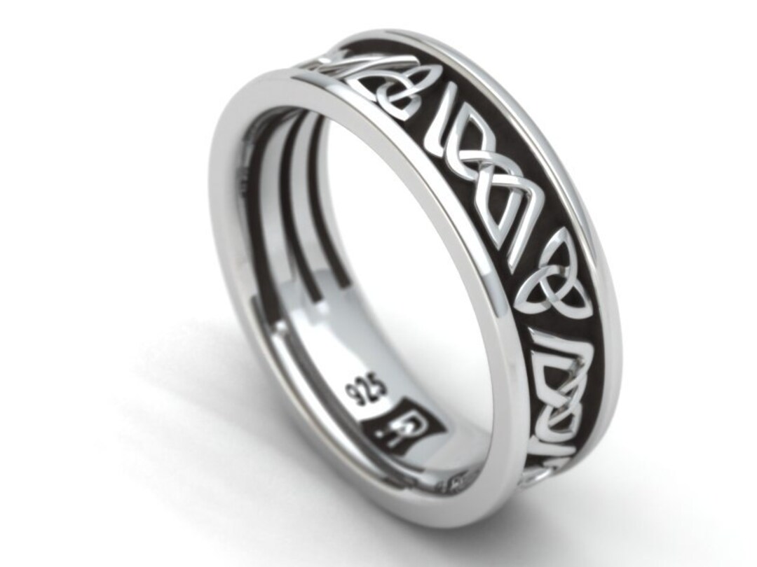Trinity Knot Band With Pattern in Sterling Silver - Etsy