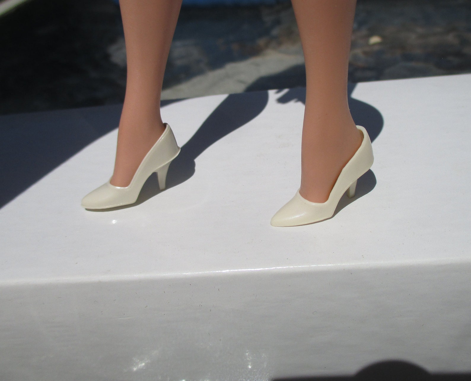 Vintage Barbie Doll Shoes Closed Toe With Heels Bone White Original ...