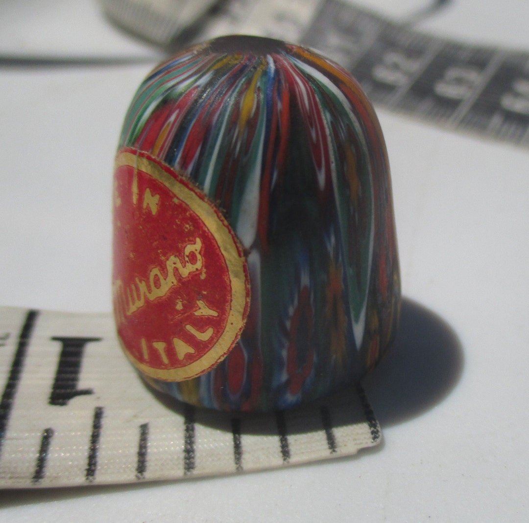 Murano Art Glass Handmade Colorful Abstract Thimble Italy Vintage - Etsy