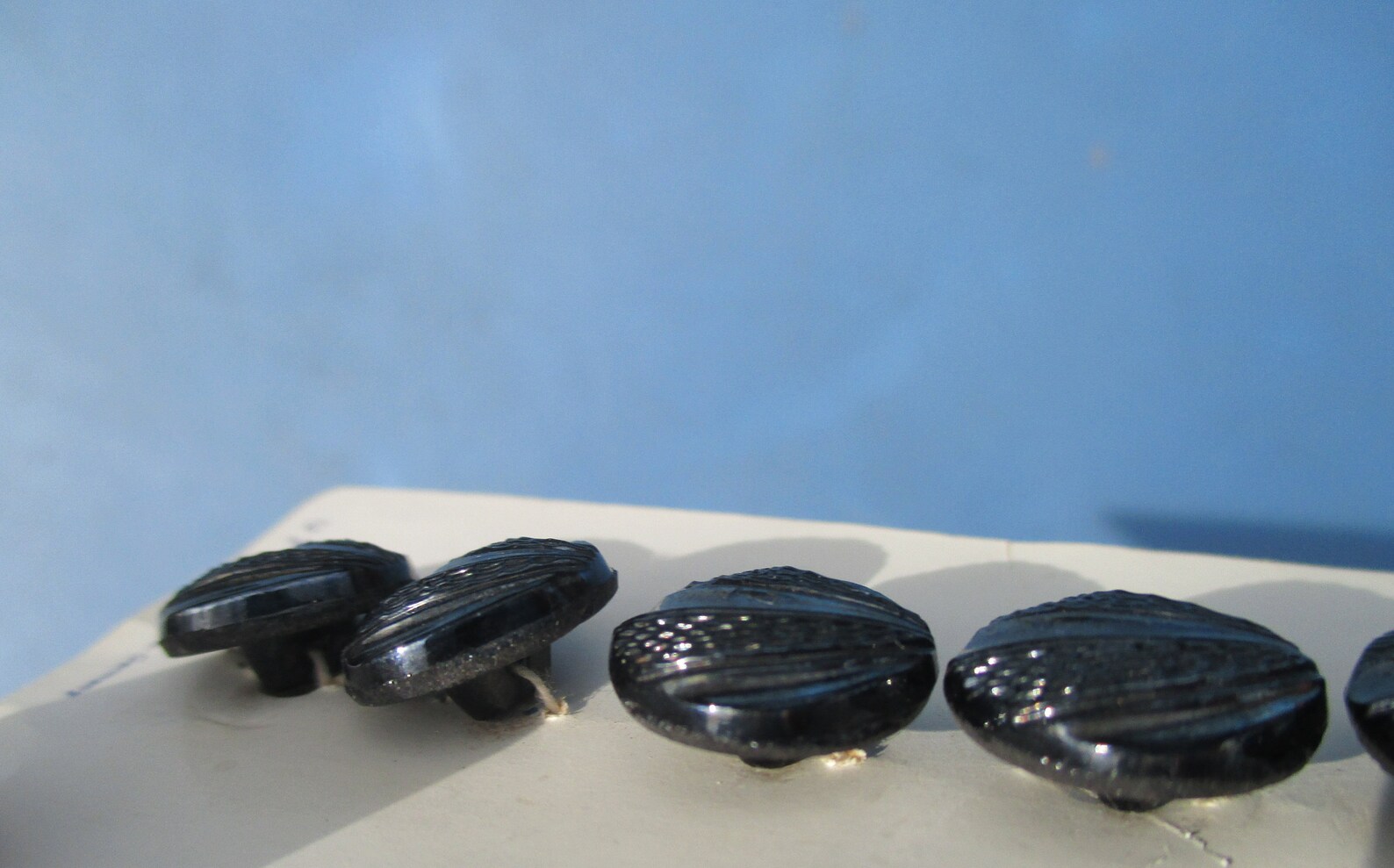 Vintage Glass Buttons Textured Slate Blue Germany Set of 5 Original ...