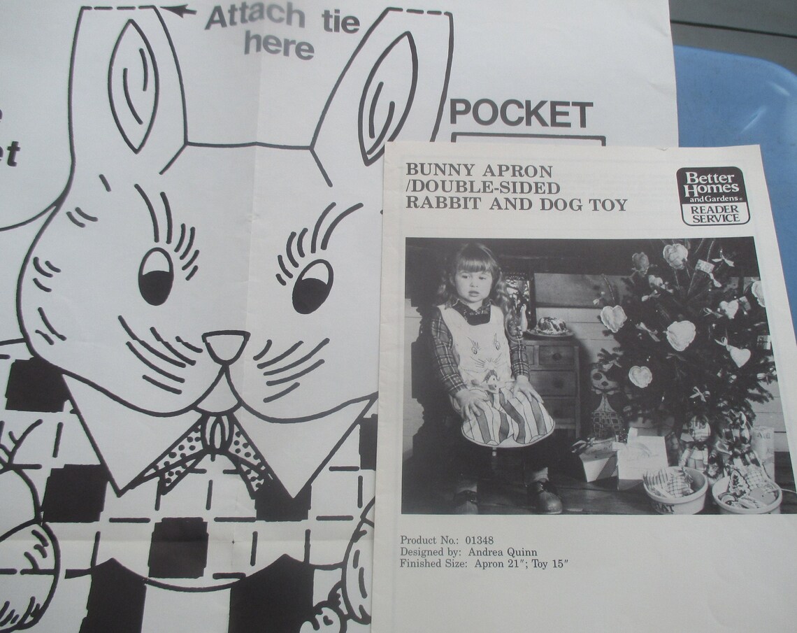 Andrea Quinn Bunny Apron Dog Rabbit Toy Pattern Rare 1978 Mail in ...