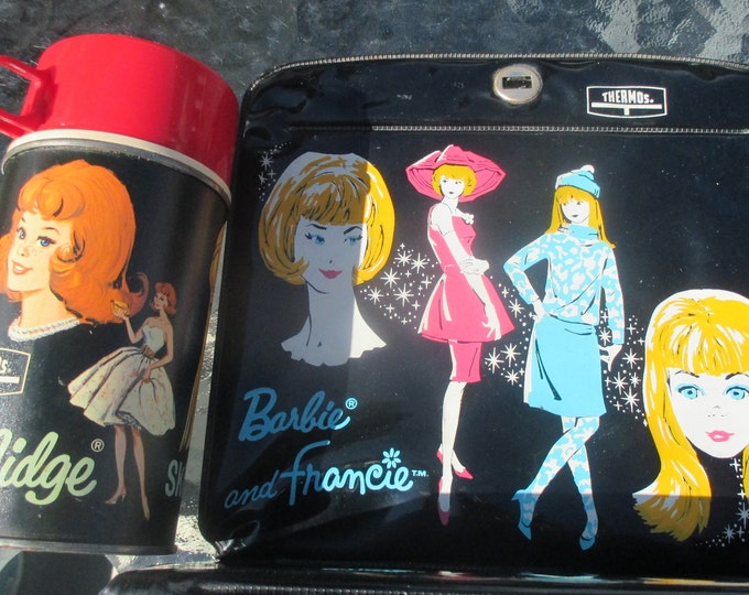 Vintage Barbie Doll Lunch Box Vinyl Case Thermos Rare Francie American ...