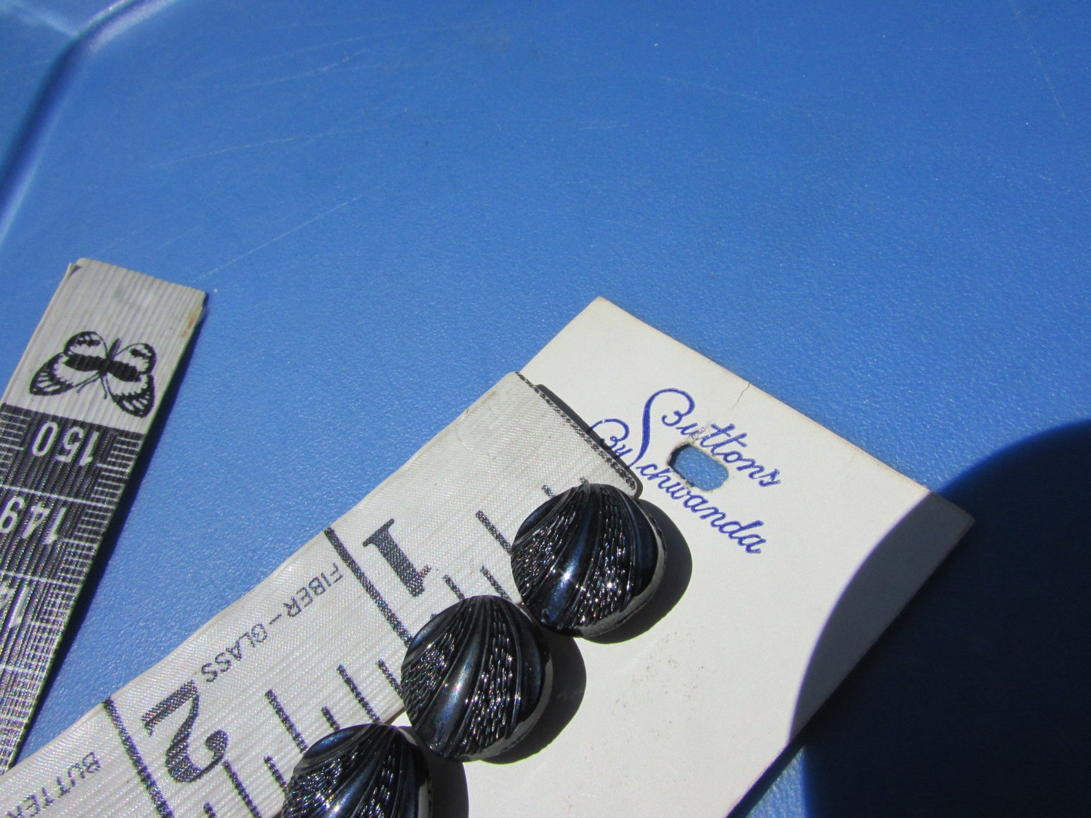 Vintage Glass Buttons Textured Slate Blue Germany Set of 5 Original ...