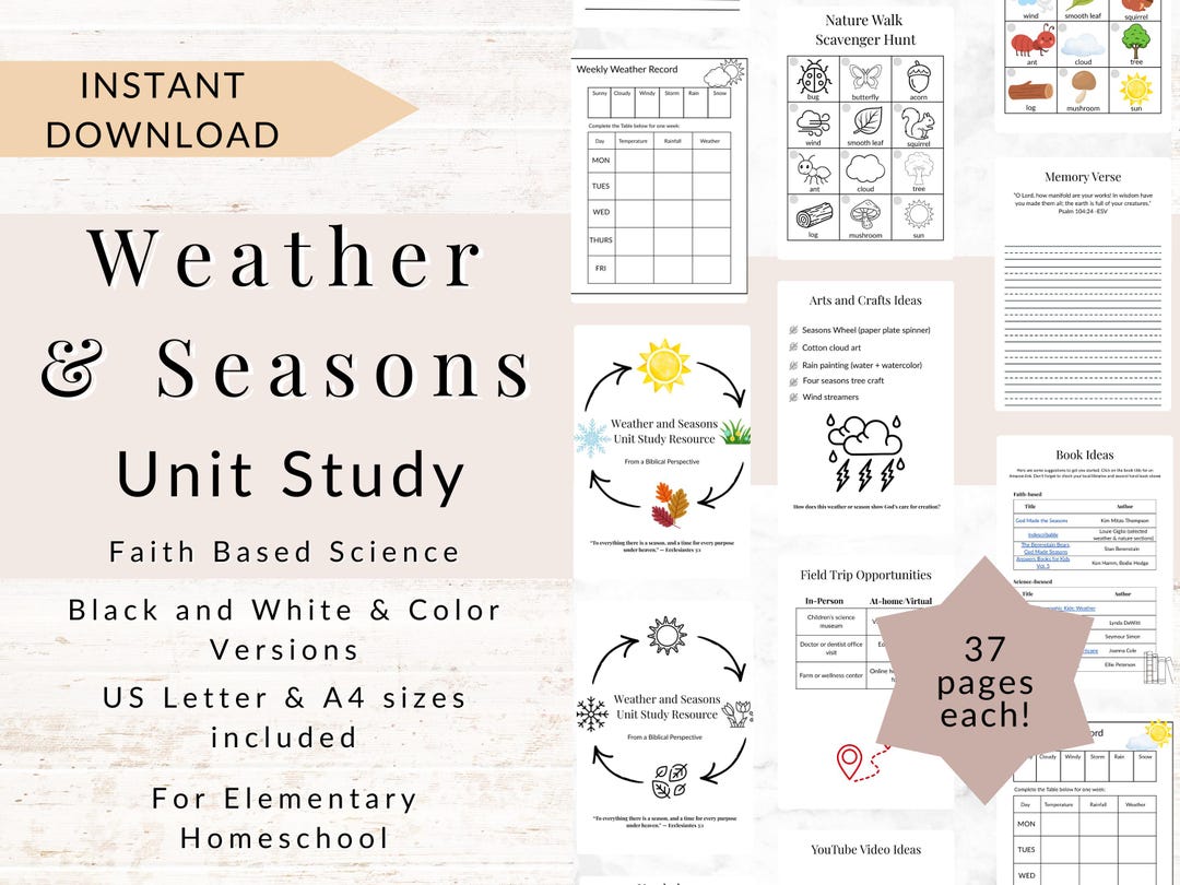 Weather and Seasons Unit Study, Faith Based Homeschool Science ...