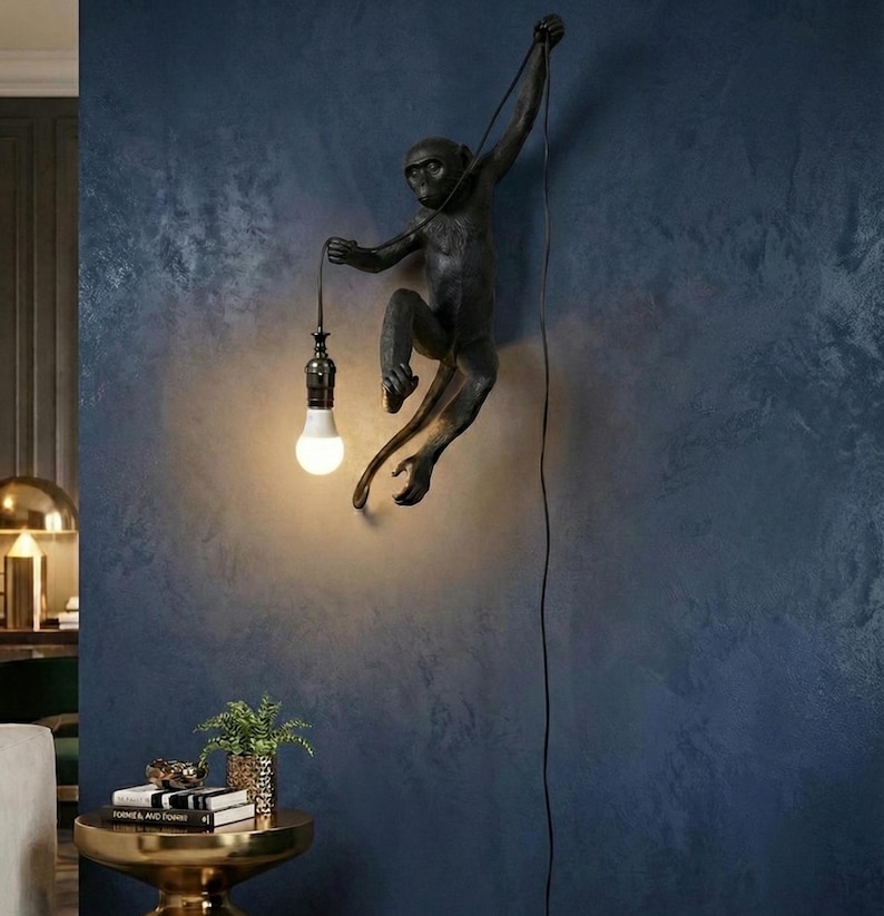 3D Printed Monkey Wall Sconce • Hanging Sculpture Lamp • Modern ...