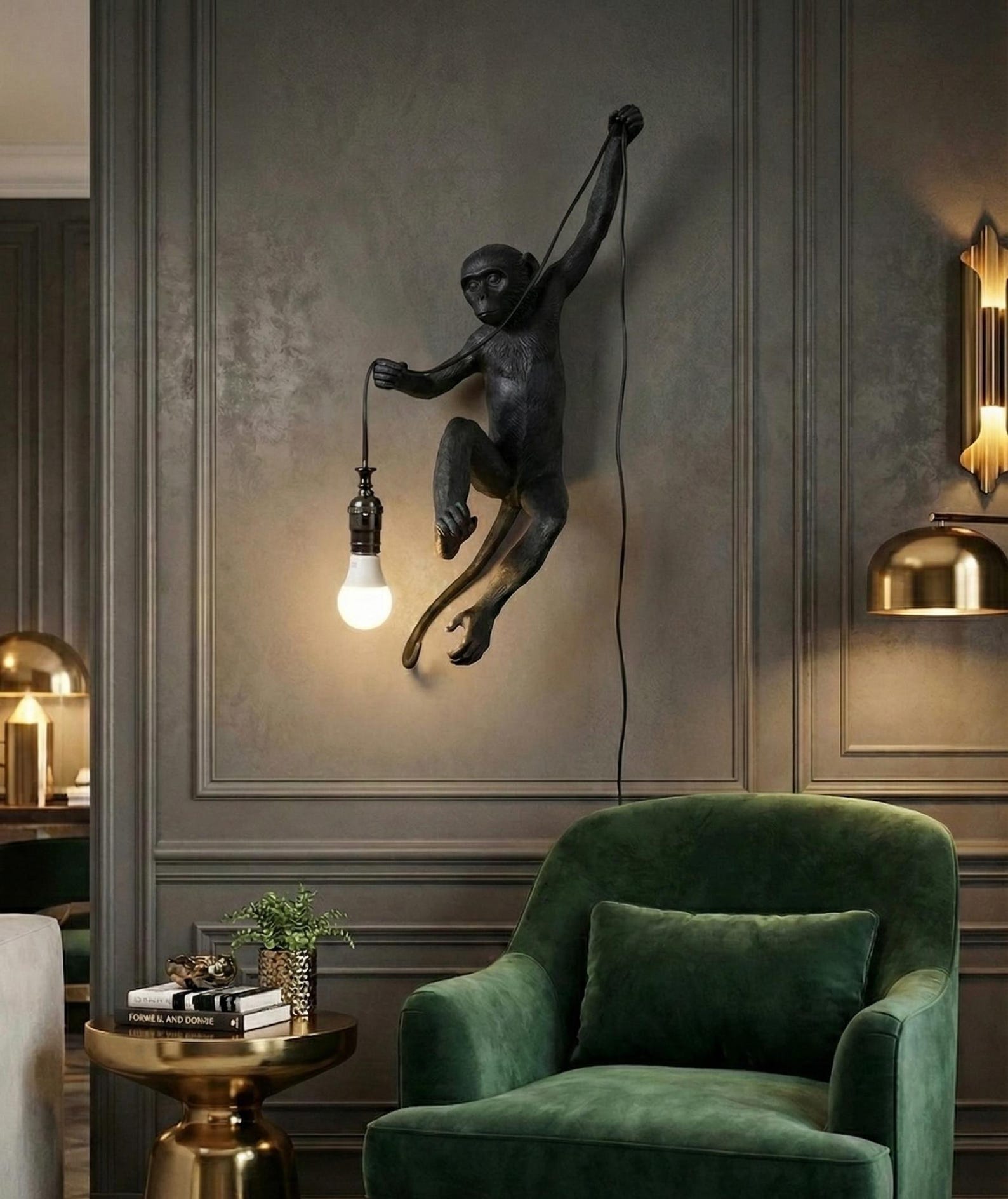 3D Printed Monkey Wall Sconce • Hanging Sculpture Lamp • Modern ...