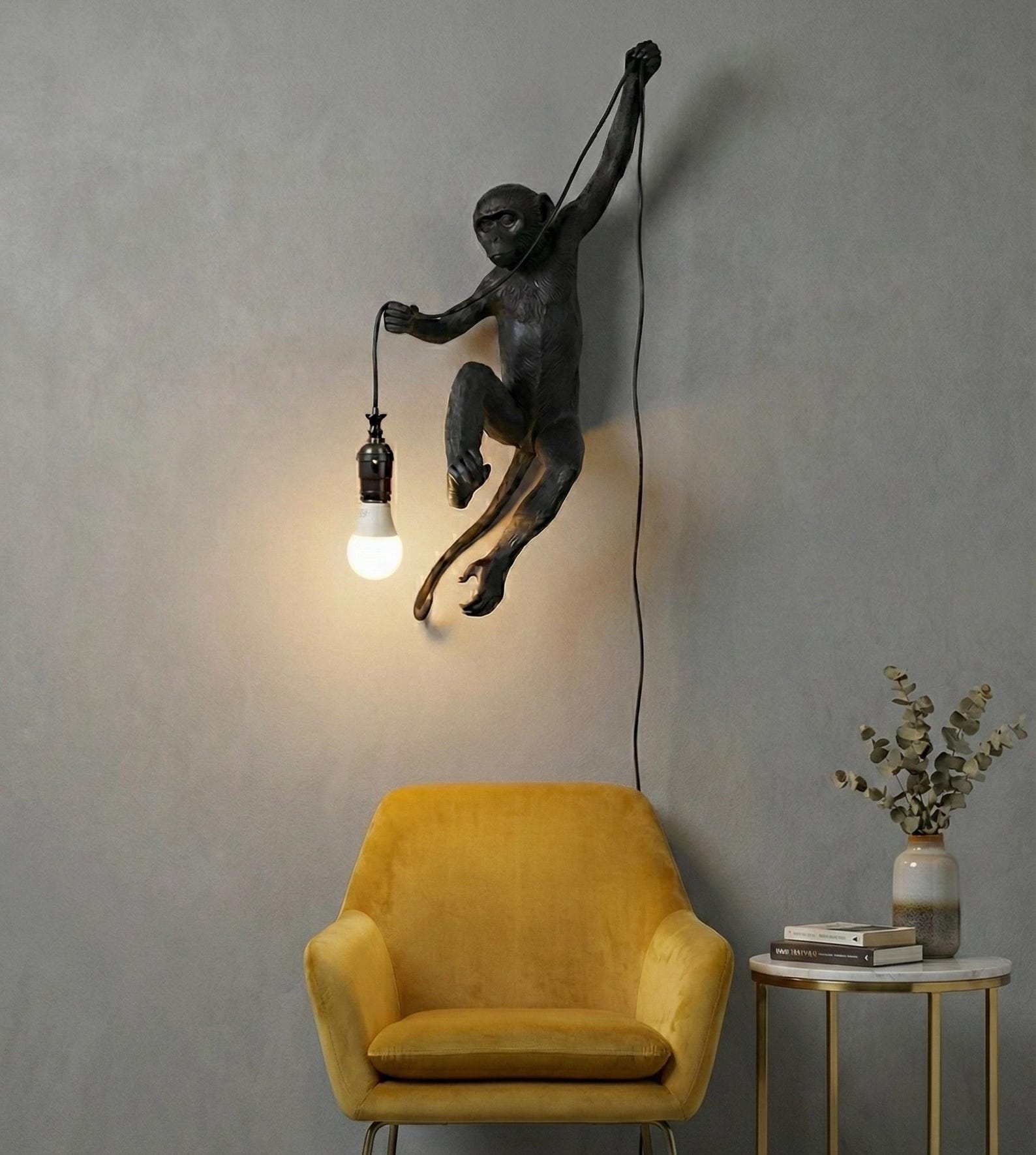 3D Printed Monkey Wall Sconce • Hanging Sculpture Lamp • Modern ...