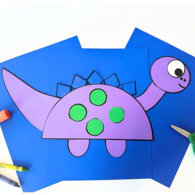 Dinosaur Craft Printable: Purple Dino Activity (PDF Pattern) - Etsy