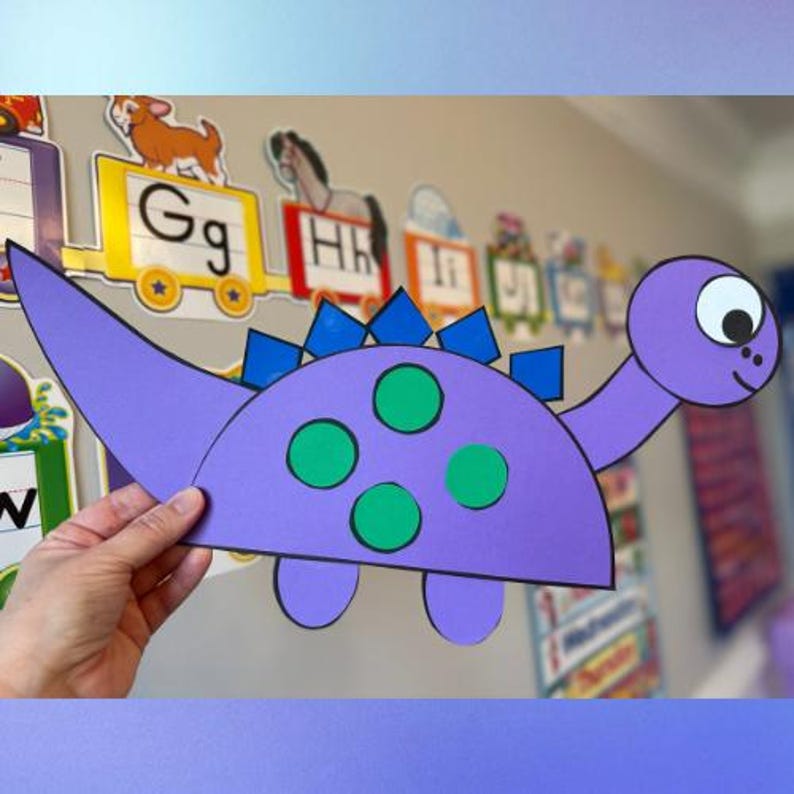 Dinosaur Craft Printable: Purple Dino Activity (PDF Pattern) - Etsy