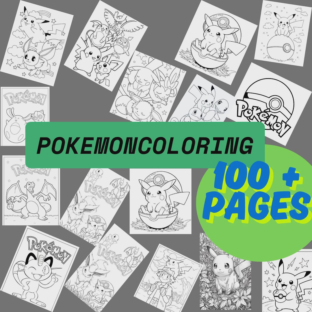 100+ Page Pokémon Family Trip Coloring Book Kids Birthday Party ...