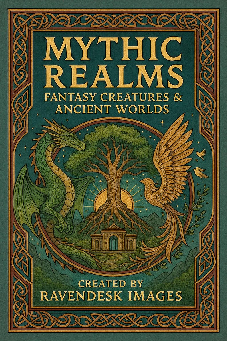Mythic Realms Coloring Book | Fantasy Creatures, Dragons (printable) - Etsy