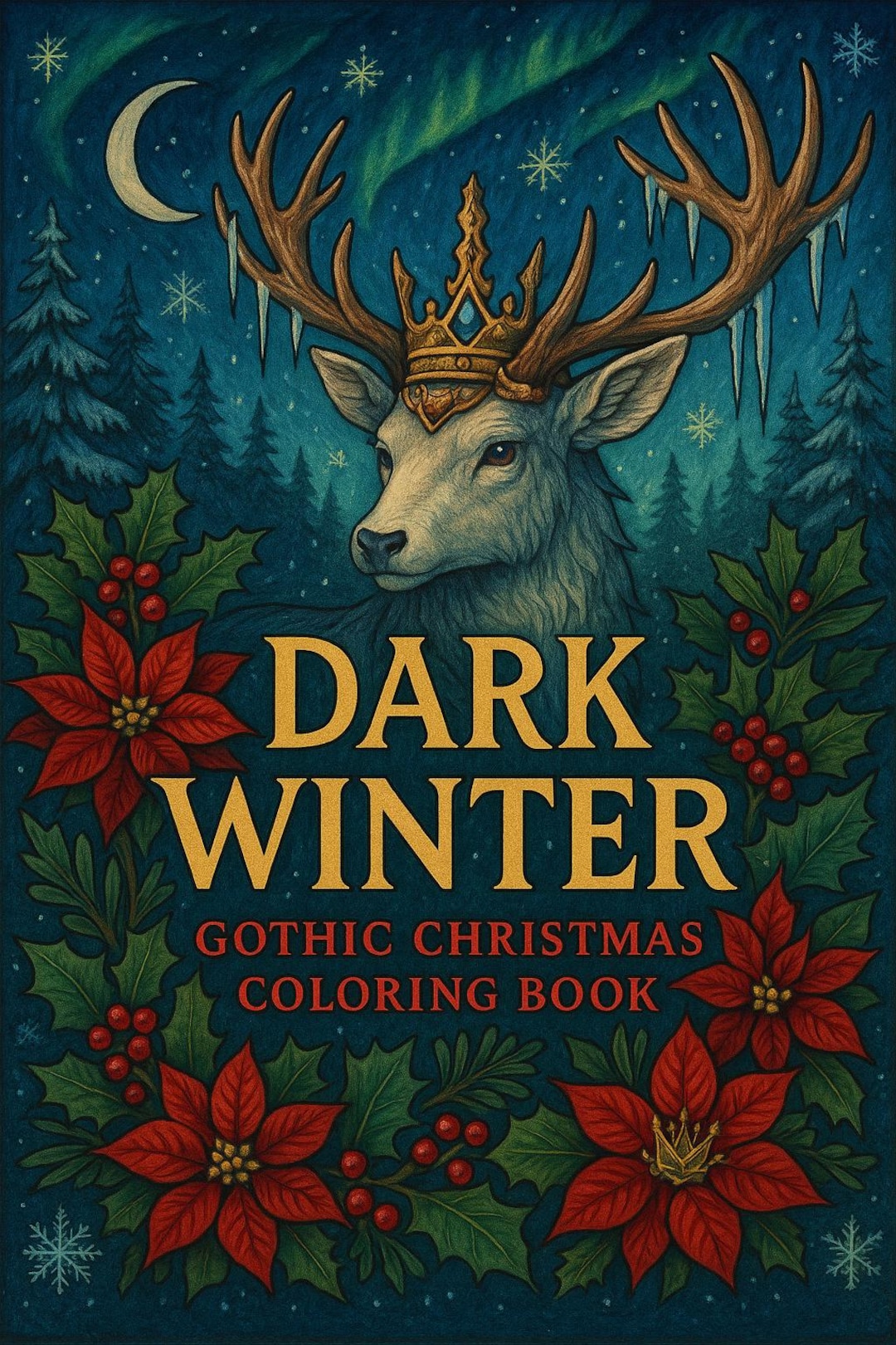 Gothic Christmas Coloring Book | Dark Winter Folklore, Mythic Stag - Etsy