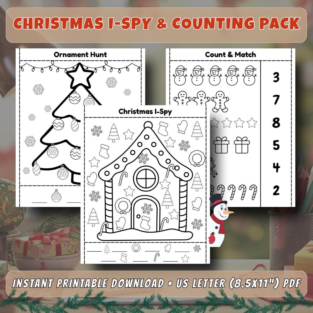 Christmas I-spy & Counting Pack | Preschool Worksheets | Holiday Math ...