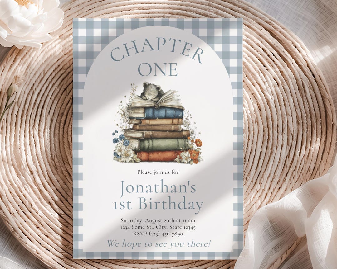 Chapter One | Blue Boy Storybook Themed | First Birthday Invite | BD07 ...