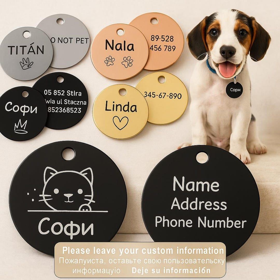 Personalized Pet ID Tag – Custom Engraved Dog or Cat Name Tag ...