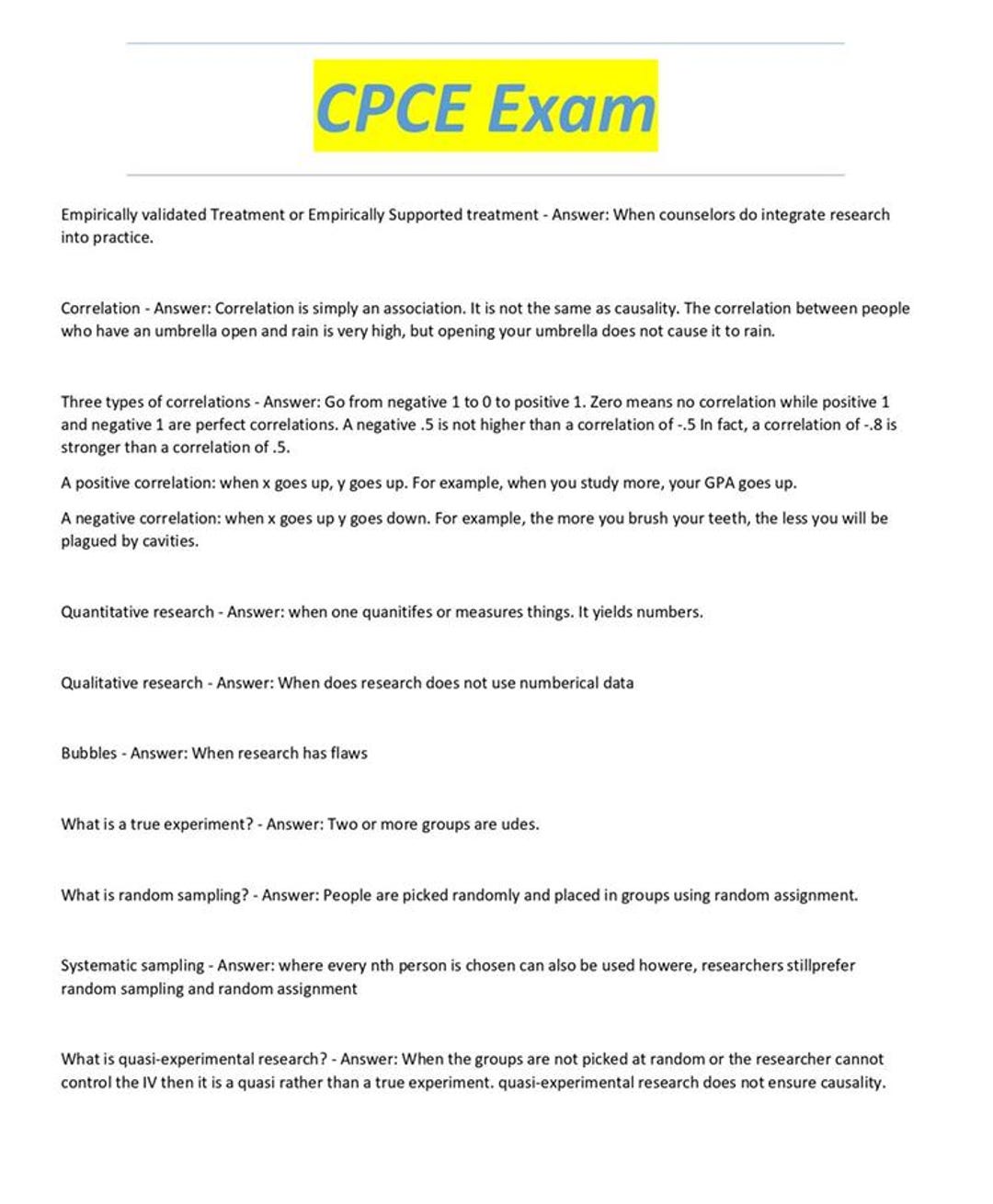 CPCE Exam Question and Answers - Etsy