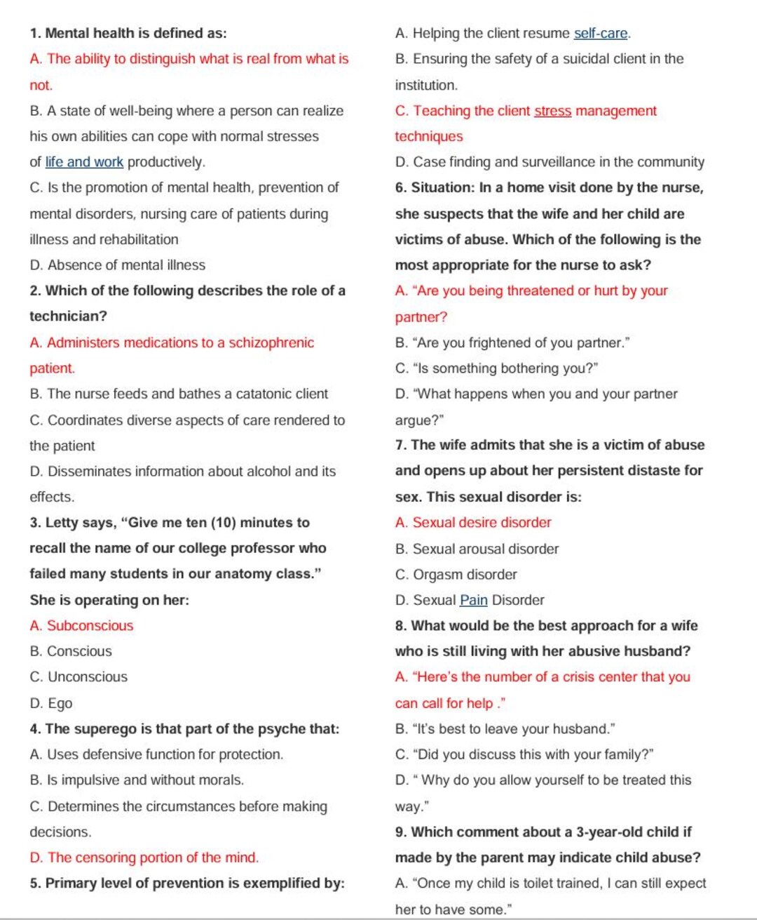 Mental Health Exam Study Guide - Etsy