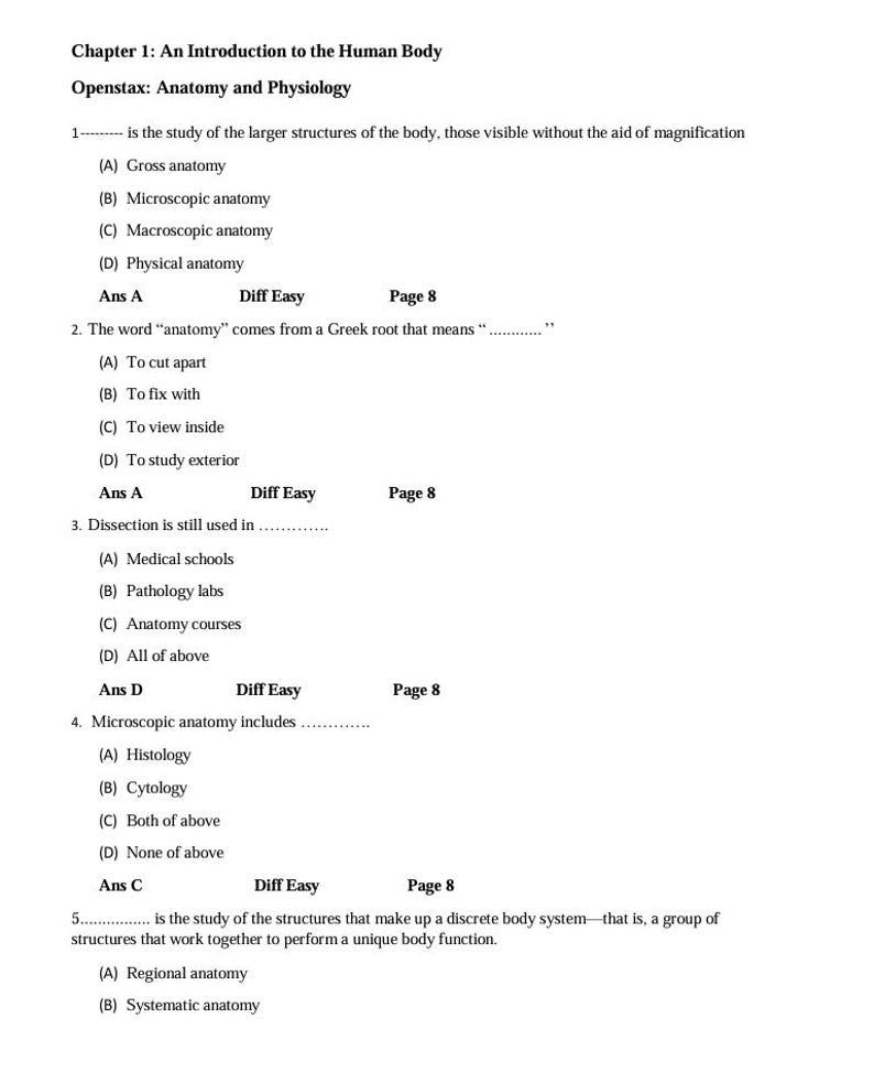 Assessment Resource Pack for Anatomy and Physiology Openstax - Etsy