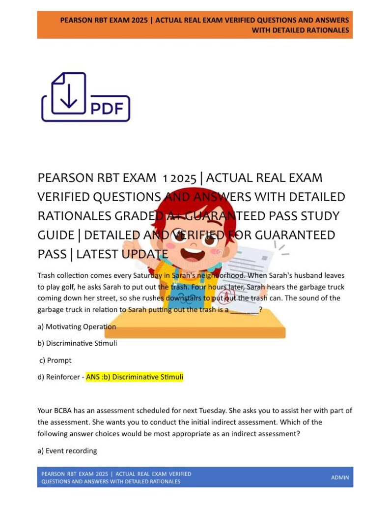 PEARSON RBT Exam 2025 Actual Real Exam Verified Questions and Answers ...
