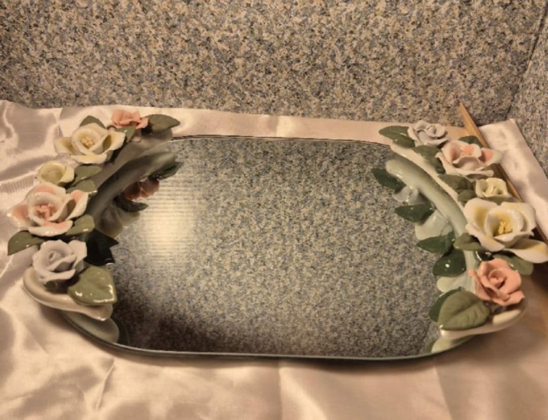Vintage Capodimonte Style Ceramic Vanity Mirror or Dresser Tray - Etsy
