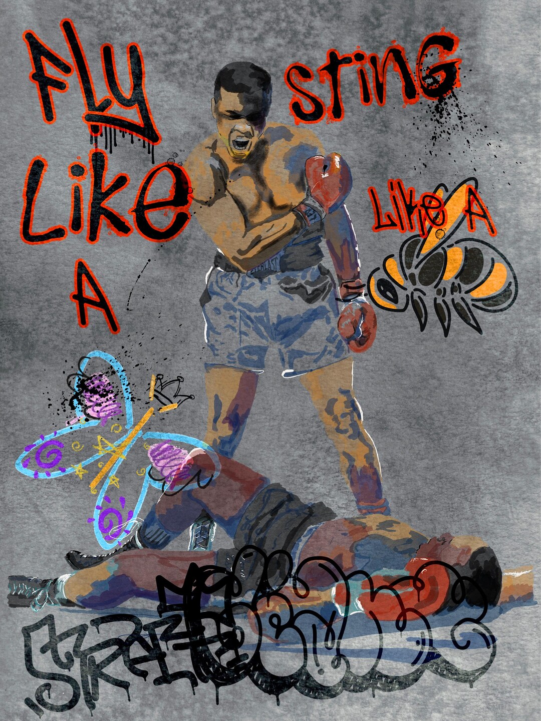 Muhammad Ali Graffiti Style Boxing Art – Large Wall Decor for ...