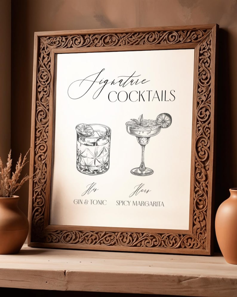 Custom Signature Cocktail Sign Printable | Wedding Bar Sign PDF - Etsy