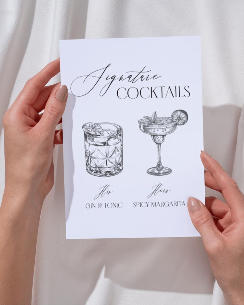 Custom Signature Cocktail Sign Printable | Wedding Bar Sign PDF - Etsy