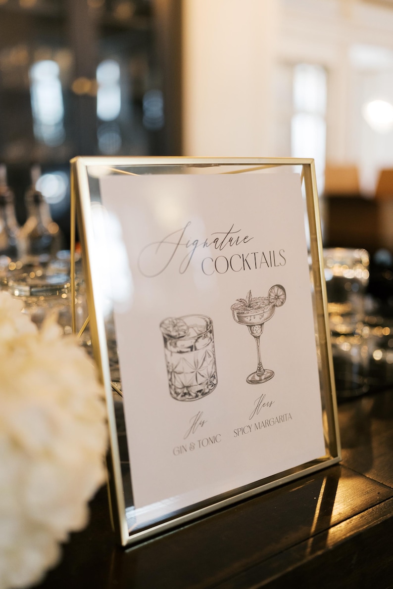 Custom Signature Cocktail Sign Printable | Wedding Bar Sign PDF - Etsy