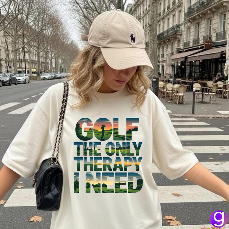 Golf Therapy Retro Sunset Scene - PNG Sublimation Design (digital ...